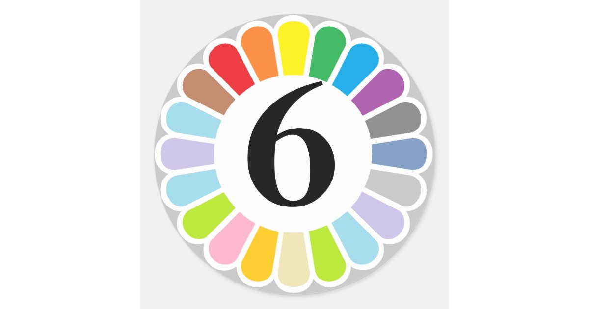 colorful number 6 sticker | Zazzle