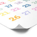 Colorful Numbers 1-30 Educational Poster | Zazzle