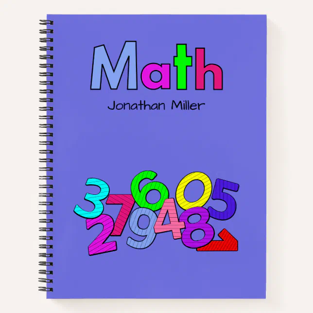 Colorful Numbers Custom Math Notebook | Zazzle