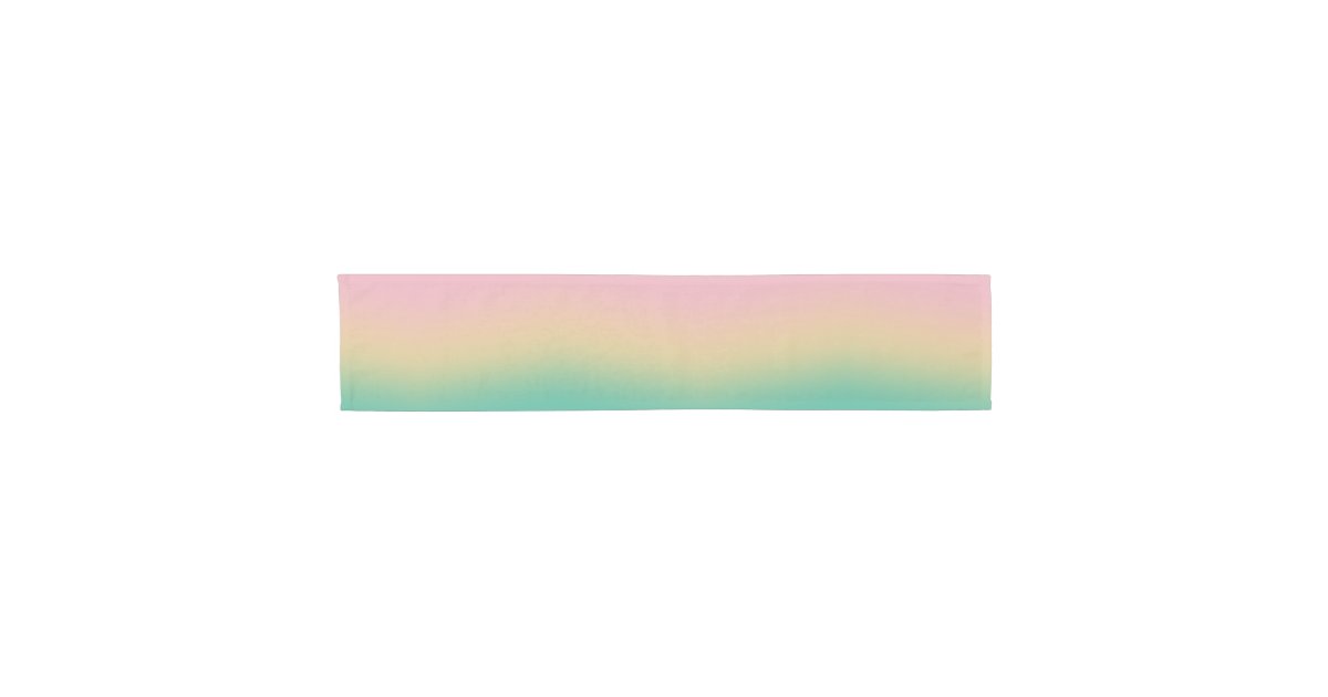 Colorful Ombre Gradient Teal Peach Pink Short Table Runner | Zazzle