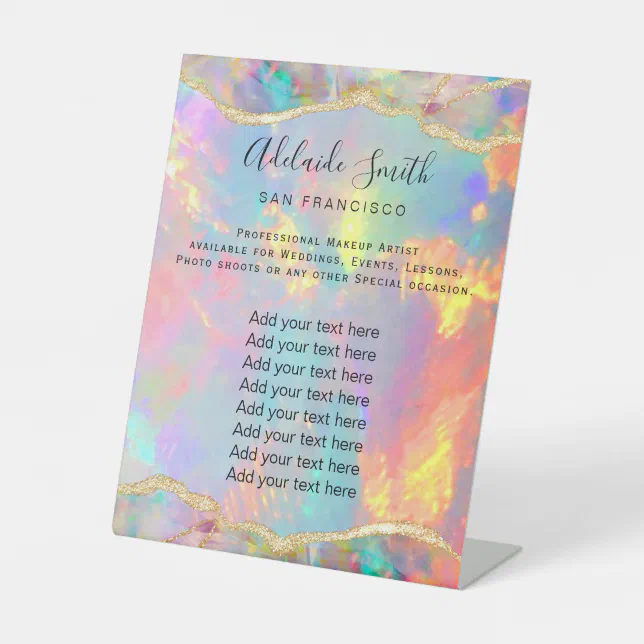 colorful opal Pedestal Sign | Zazzle