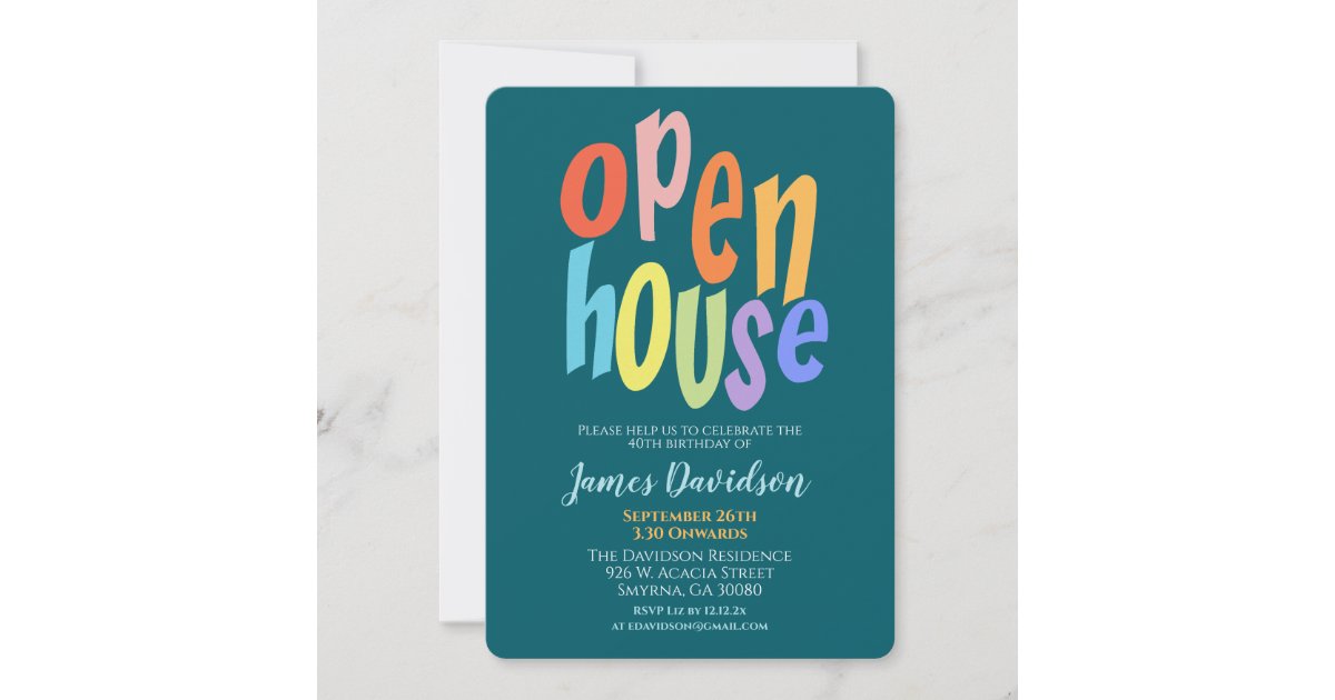 Colorful Open House Party Modern Invitation | Zazzle