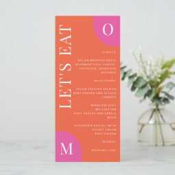 Colorful Orange And Pink Wedding Bold Bright Menu | Zazzle
