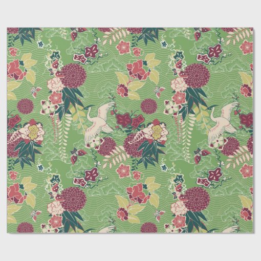 Colorful Oriental silk pattern Wrapping Paper | Zazzle