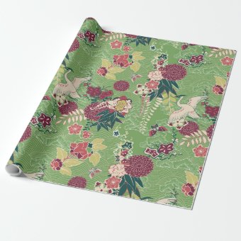 Colorful Oriental silk pattern Wrapping Paper | Zazzle