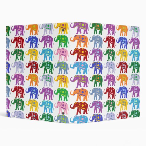 Colorful Ornate Elephants Pattern 3 Ring Binder | Zazzle