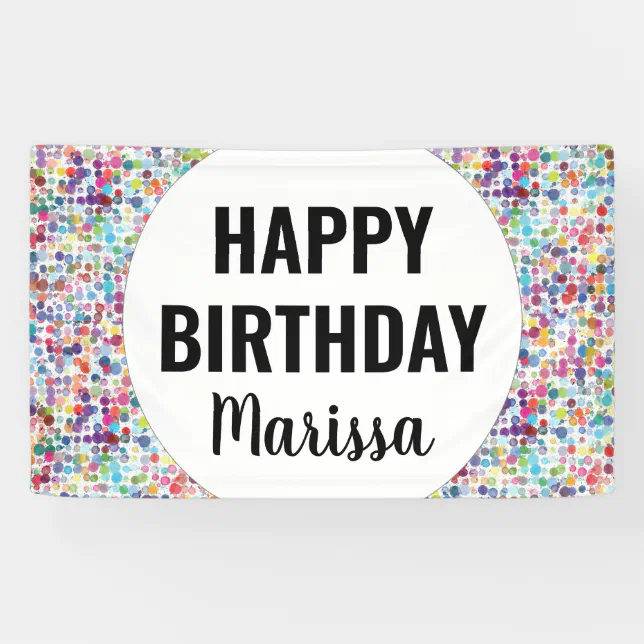 Colorful Paint Dots Custom Birthday Banner | Zazzle