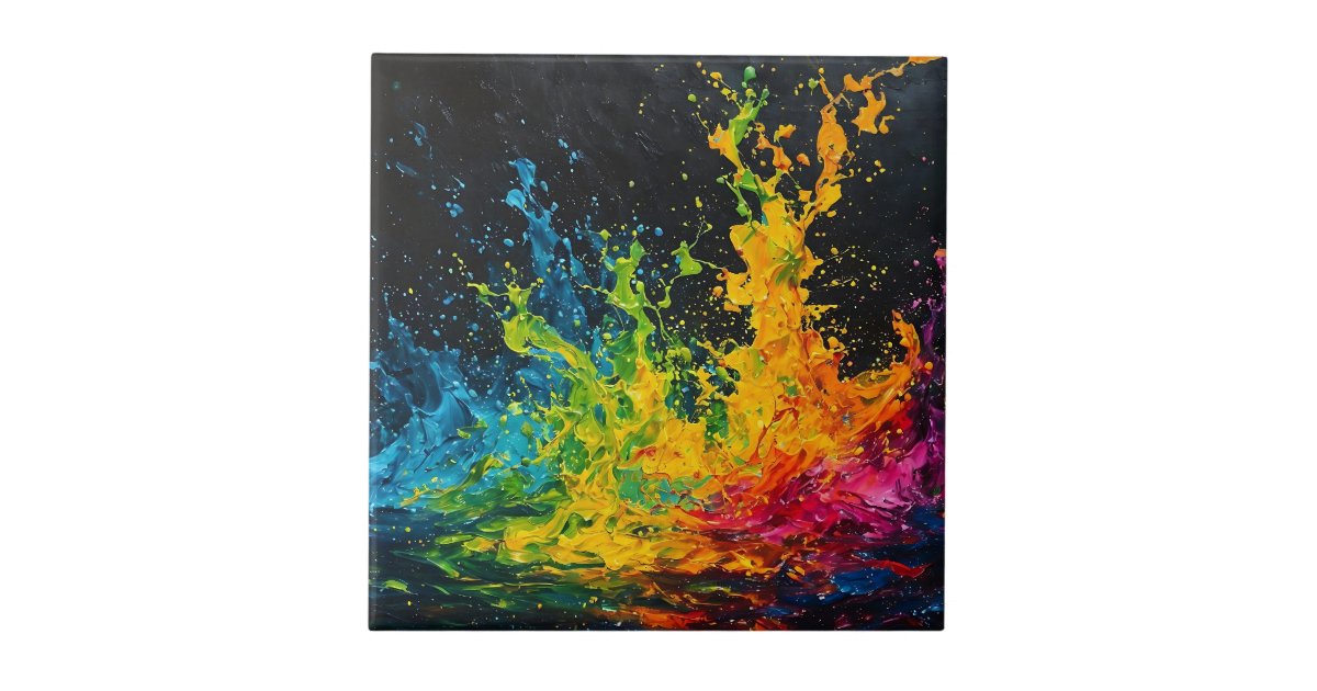 Colorful Paint Splash Ceramic Tile | Zazzle