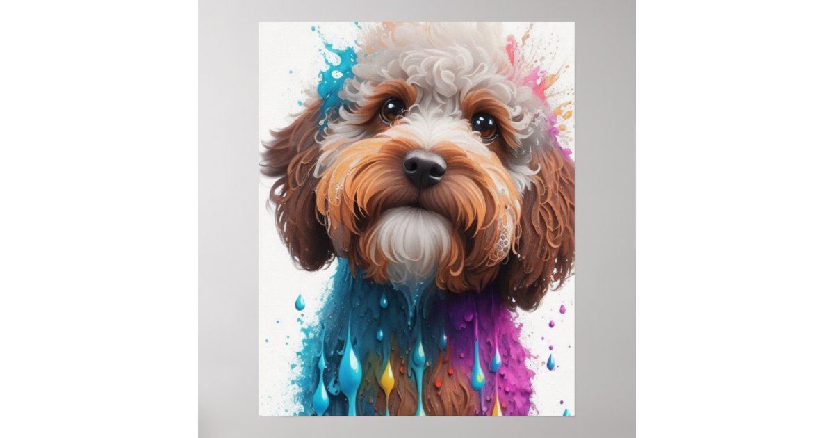 colorful paint splash cockapoo poster | Zazzle