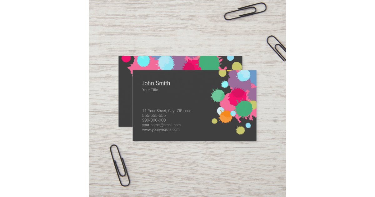 Colorful Paint Splash Creative Artist Business Card | Zazzle