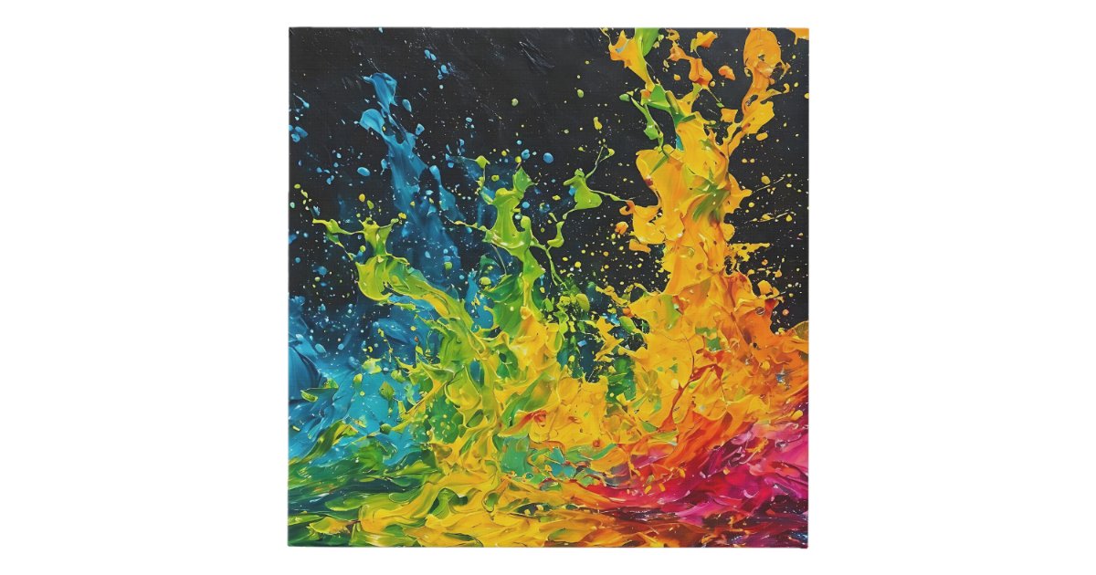 Colorful Paint Splash Faux Canvas Print | Zazzle