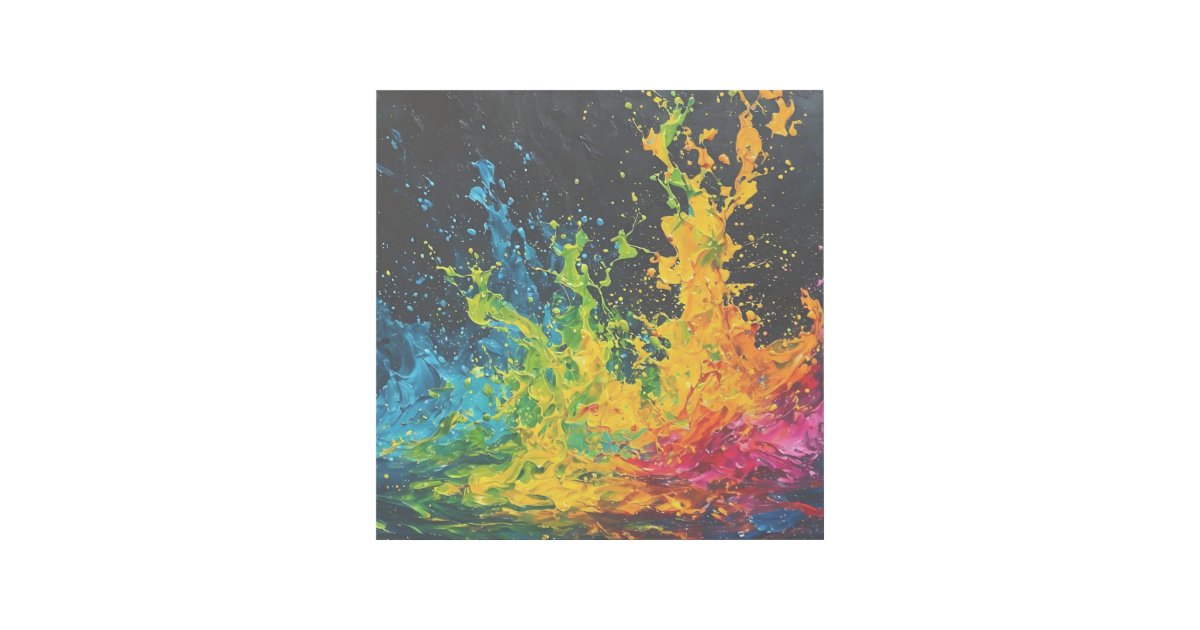 Colorful Paint Splash Gallery Wrap | Zazzle