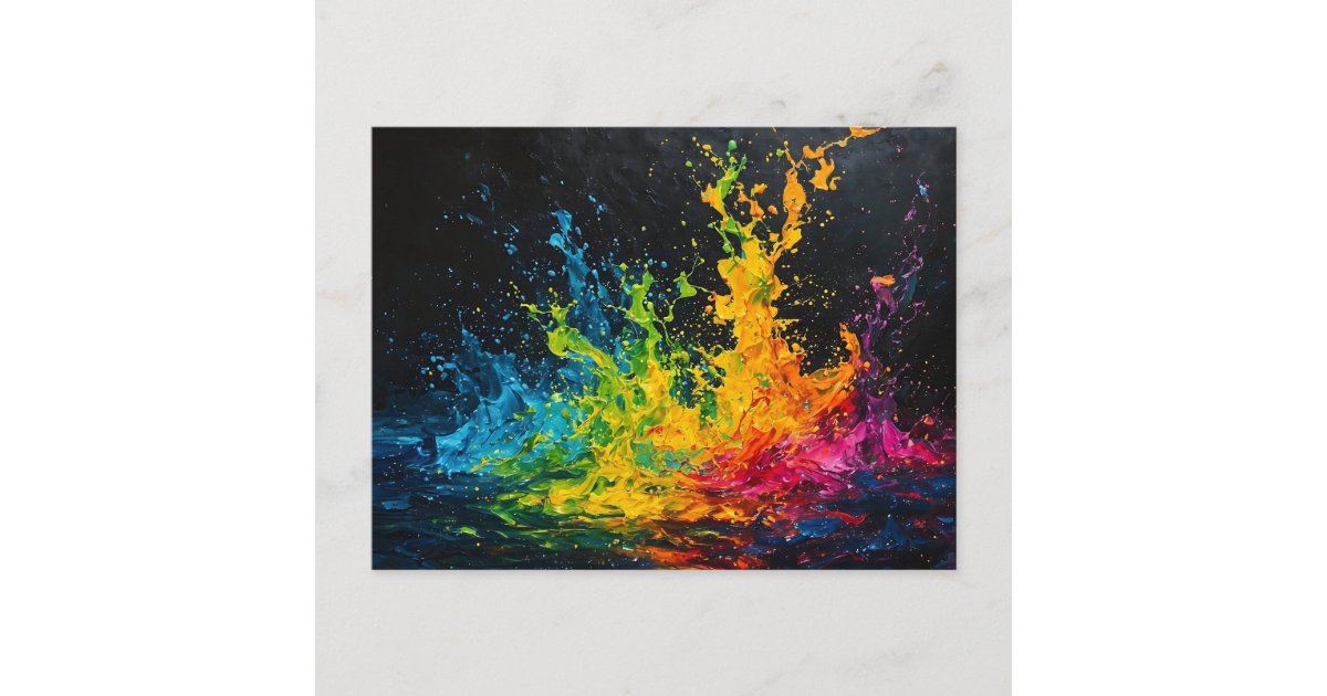 Colorful Paint Splash Postcard | Zazzle