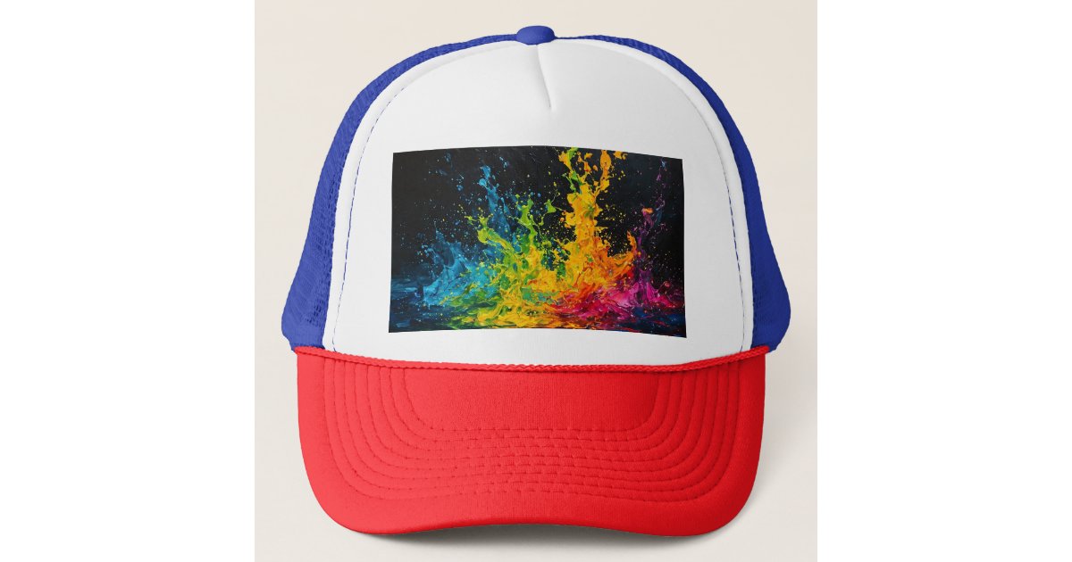 Colorful Paint Splash Trucker Hat | Zazzle