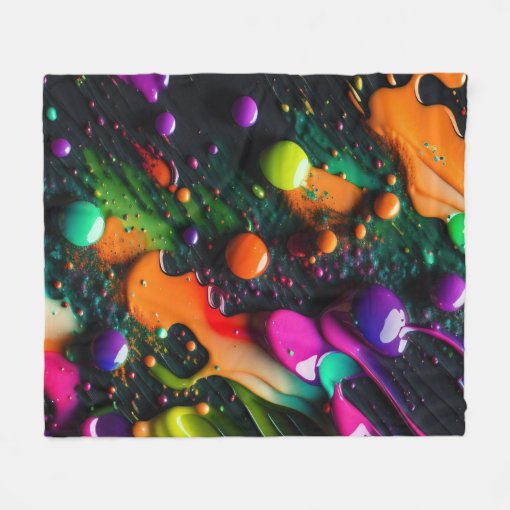 Colorful Paint Splatter 3d Colors Paint Ball Fleece Blanket | Zazzle