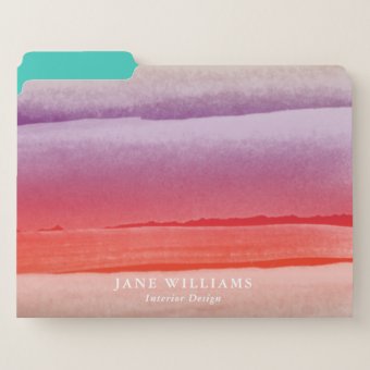 Colorful Paint Strokes - Coral Yellow Violet File Folder | Zazzle