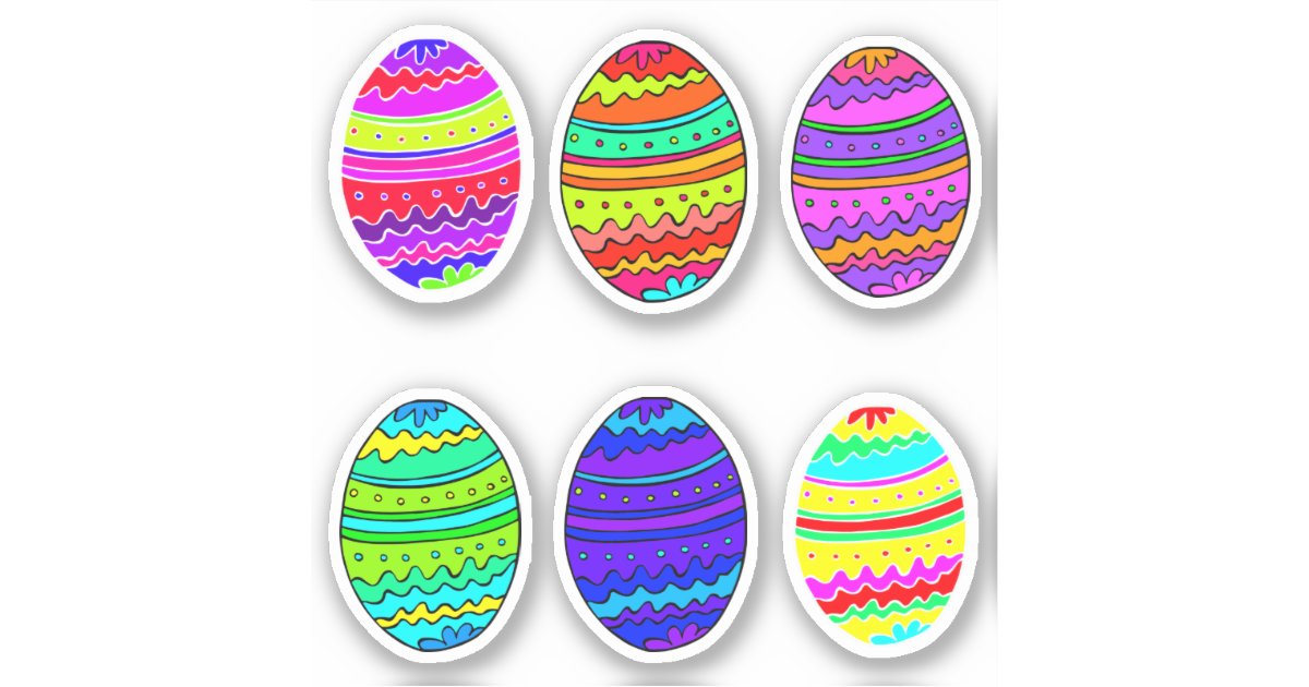 Colorful Painted Easter Egg Shaped Stickers | Zazzle