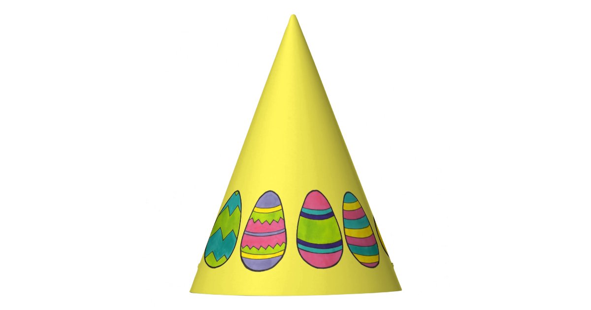 Colorful Painted Easter Eggs Egg Hunt Happy Easter Party Hat | Zazzle