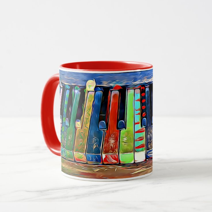 Colorful Painted Piano Keys Artsy Music Coffee Mug | Zazzle