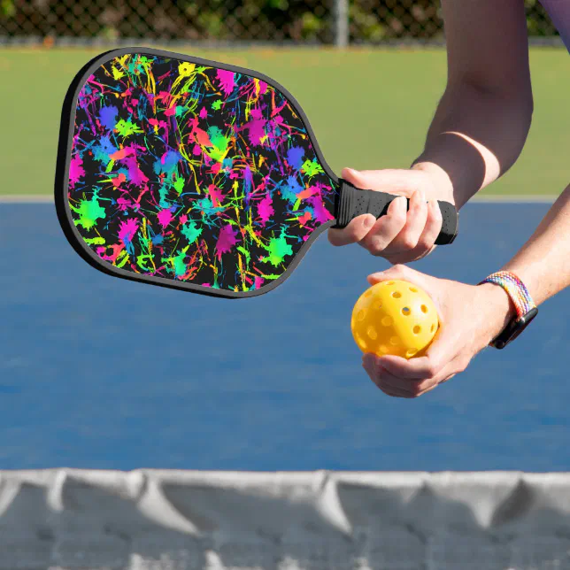 Colorful Painting Colors Color Dots Abstract Art Pickleball Paddle | Zazzle