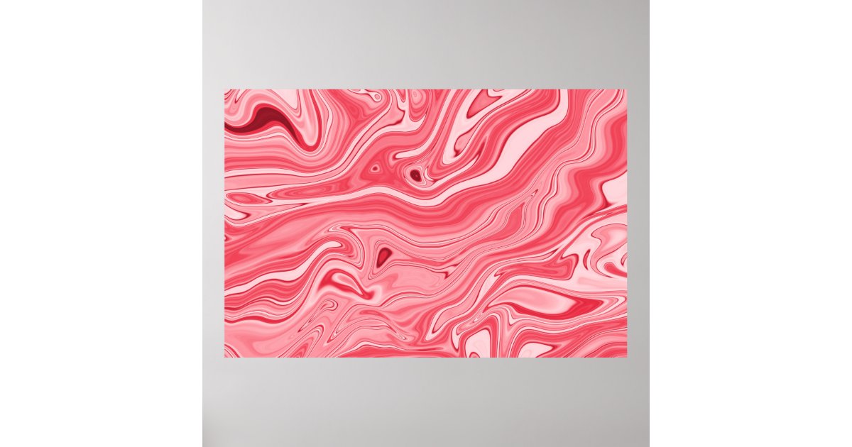 Colorful paintings of marbling, red marble ink pat poster | Zazzle