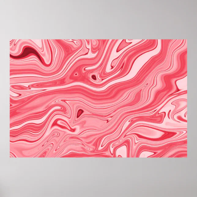 Colorful paintings of marbling, red marble ink pat poster | Zazzle