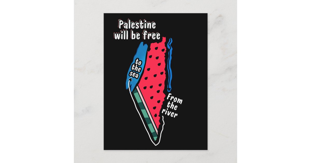 colorful palestine watermelon map graphic design postcard | Zazzle