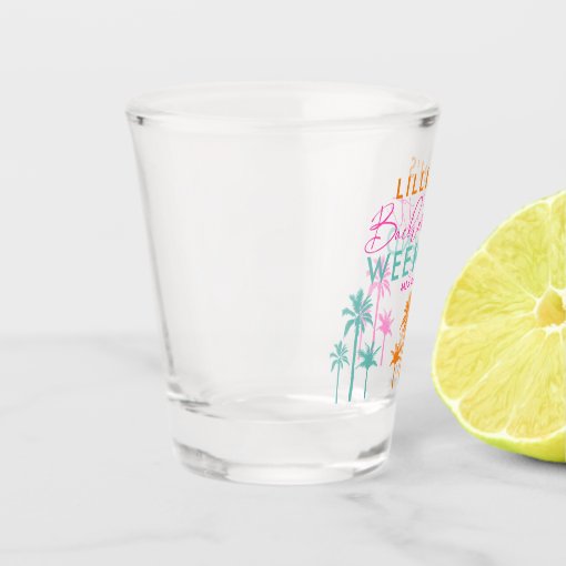 Colorful Palm Tree Bachelorette Weekend Shot Glass | Zazzle
