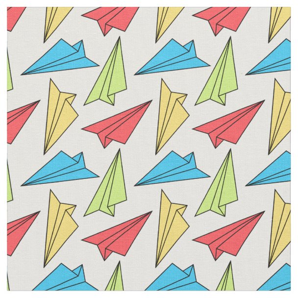 Colorful Airplanes Pattern Fabric | Zazzle
