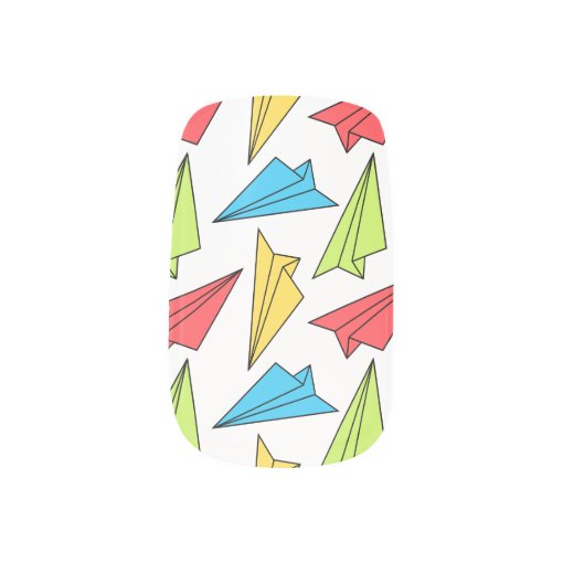 Colorful Paper Airplanes Pattern Minx Nail Art | Zazzle