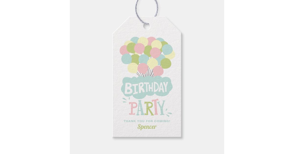 Colorful Pastel Balloons Birthday Gift Tag | Zazzle