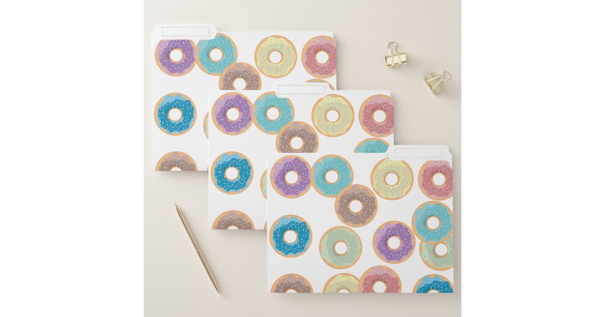Colorful Pastel Donuts & Sprinkles Pattern File Folder | Zazzle