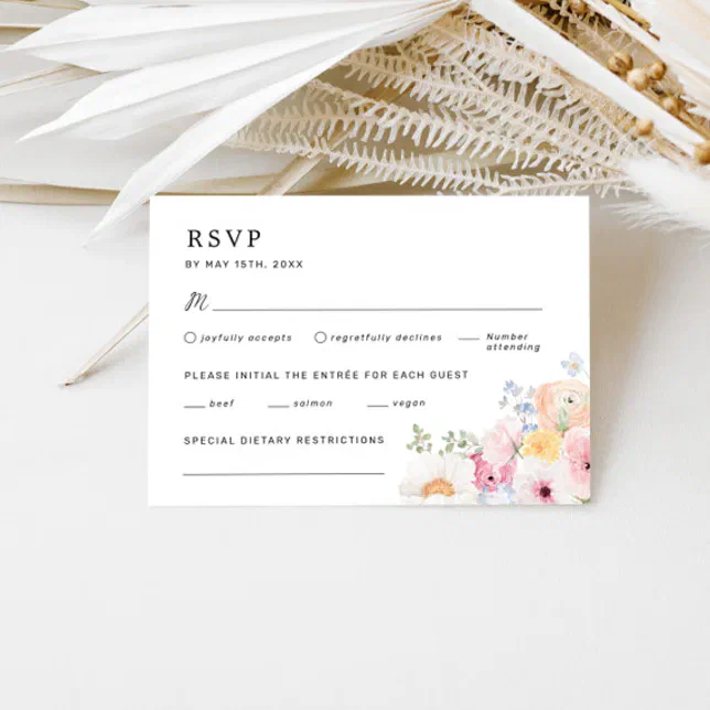 Colorful Pastel Floral Wedding RSVP Card | Zazzle