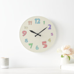 Colorful Pastel Large Clock | Zazzle