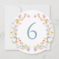 Colorful Pastel Meadow Wild Flower Table Number | Zazzle