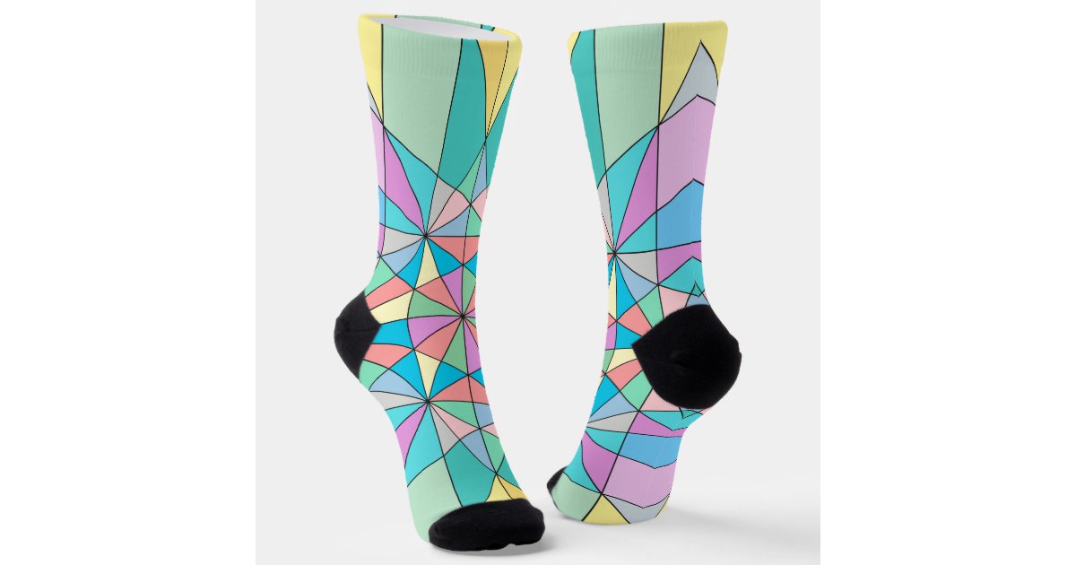 Colorful Pastel Mosaic Triangle Star Pattern Socks | Zazzle