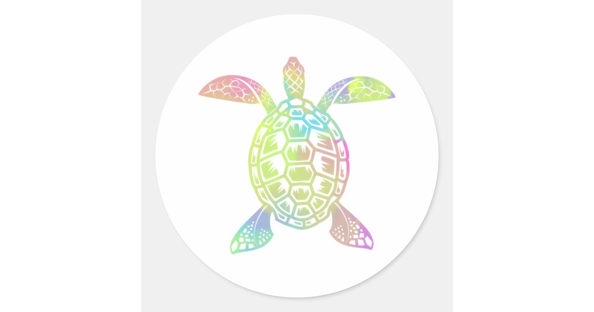 Colorful pastel rainbow sea turtle classic round sticker | Zazzle