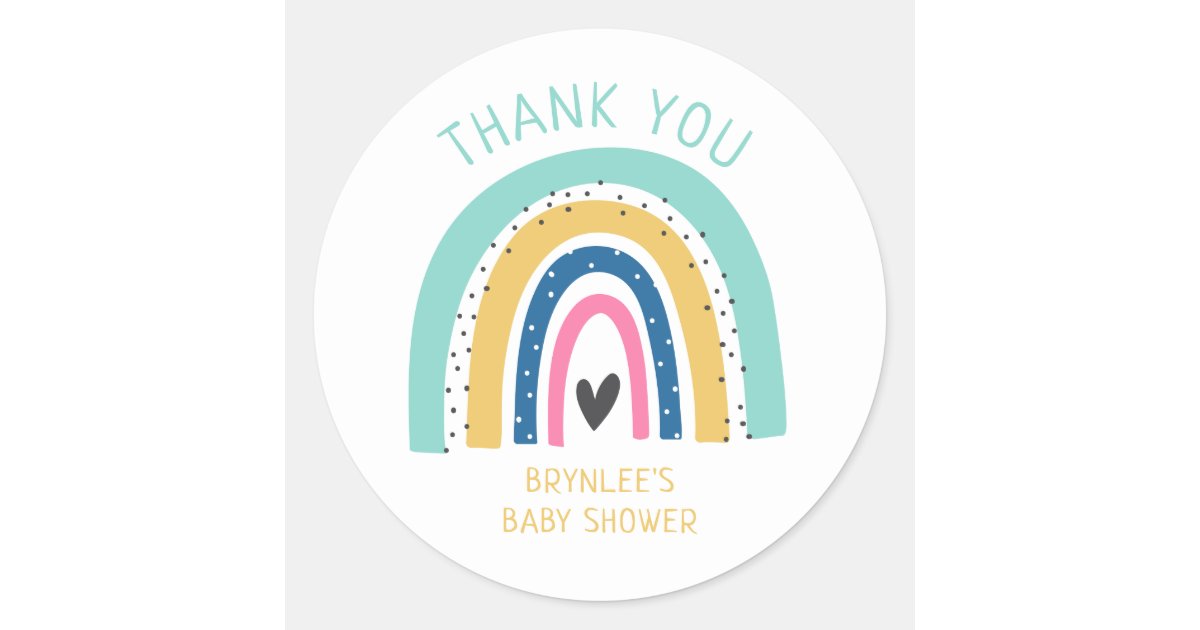 Colorful Pastel Rainbow Thank You Favor Classic Round Sticker | Zazzle