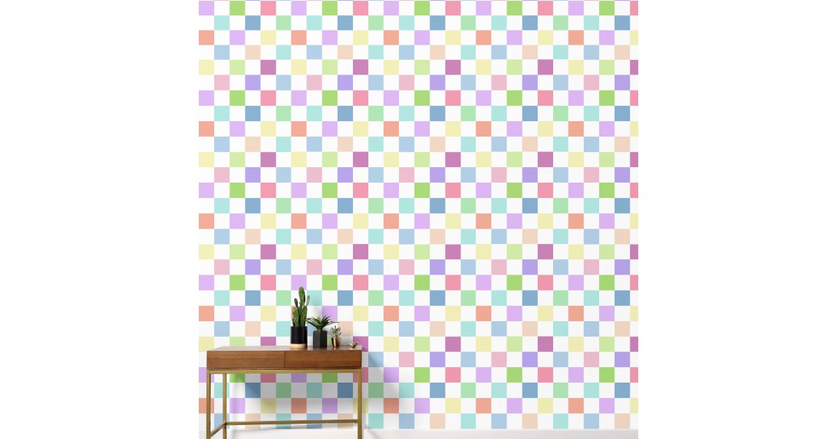 Colorful Pastels and White Checkers Wallpaper | Zazzle