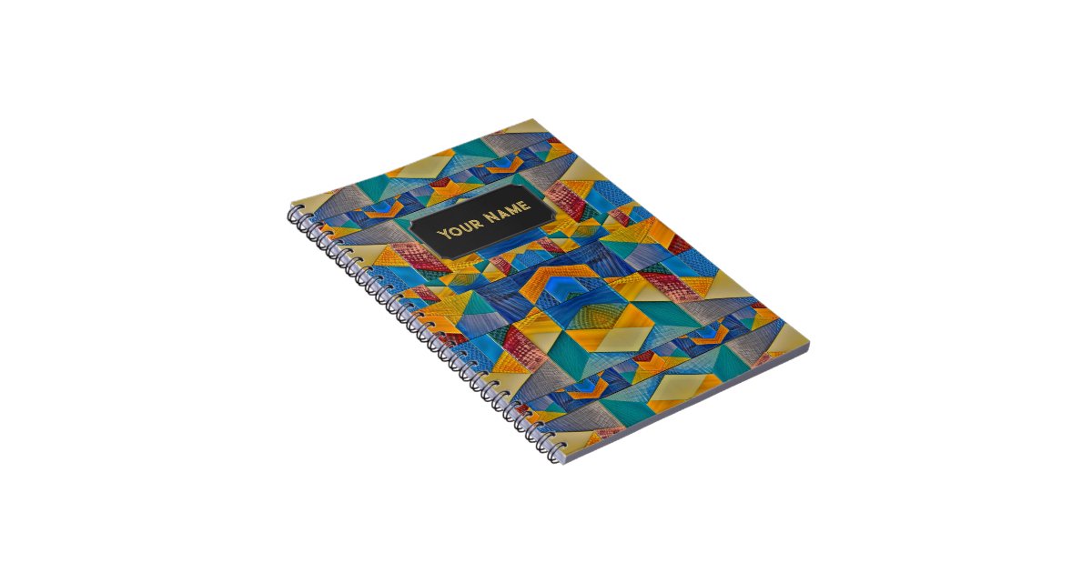 Colorful Patches - Ethnic Look Quilt - Your Text Notebook | Zazzle