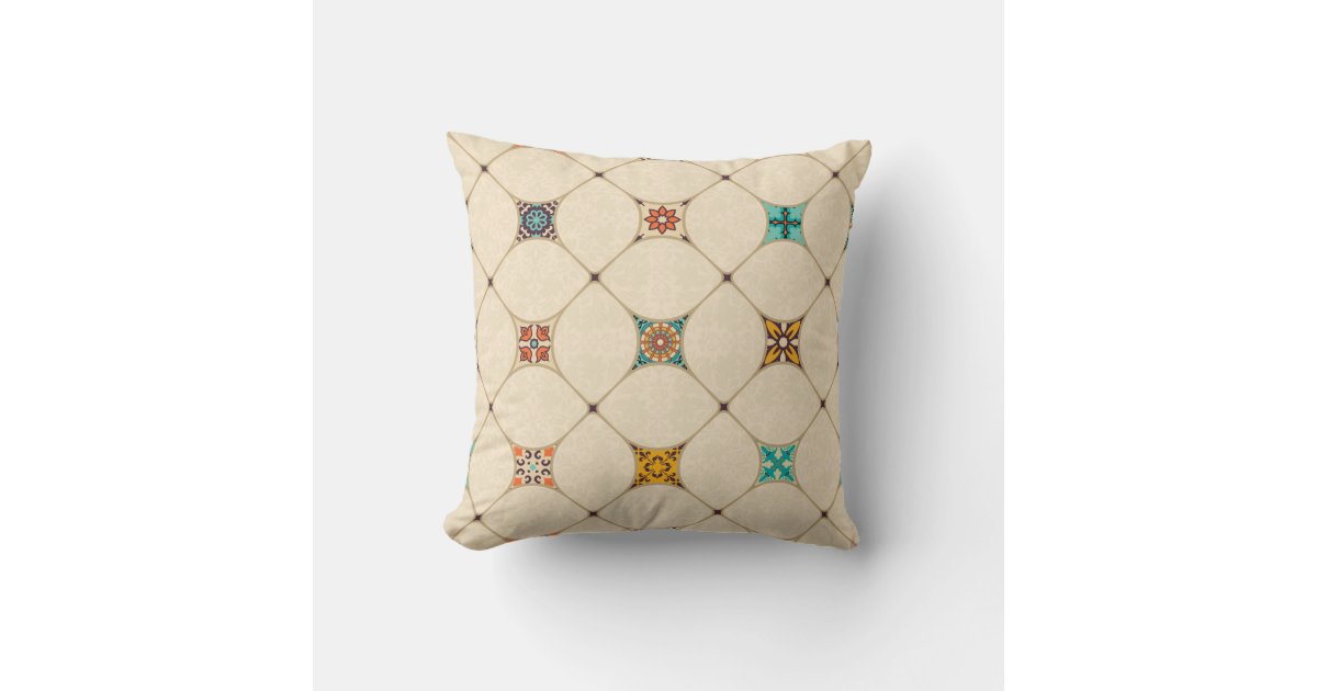Colorful Patchwork Islam Arabic Tile Throw Pillow | Zazzle