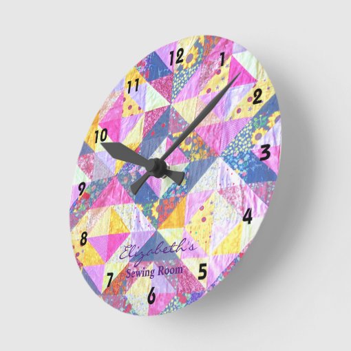 Colorful Patchwork Quilt Clock | Zazzle