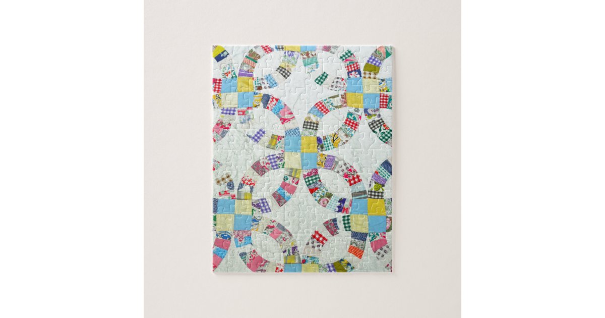 Colorful patchwork quilt jigsaw puzzle | Zazzle