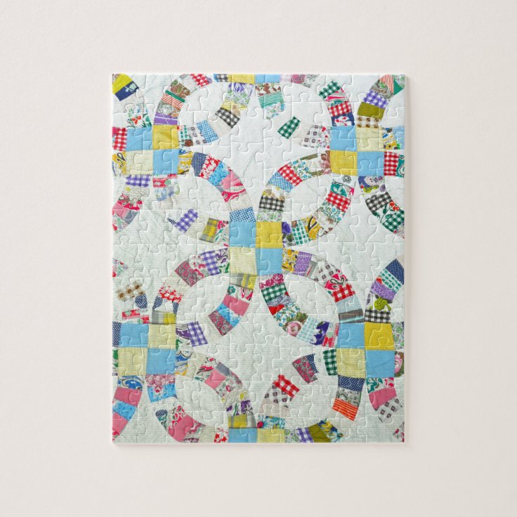 Colorful patchwork quilt jigsaw puzzle | Zazzle
