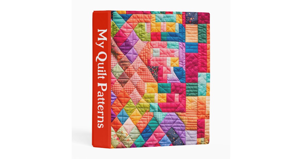 Colorful Patchwork Quilt Pattern Mini Binder | Zazzle