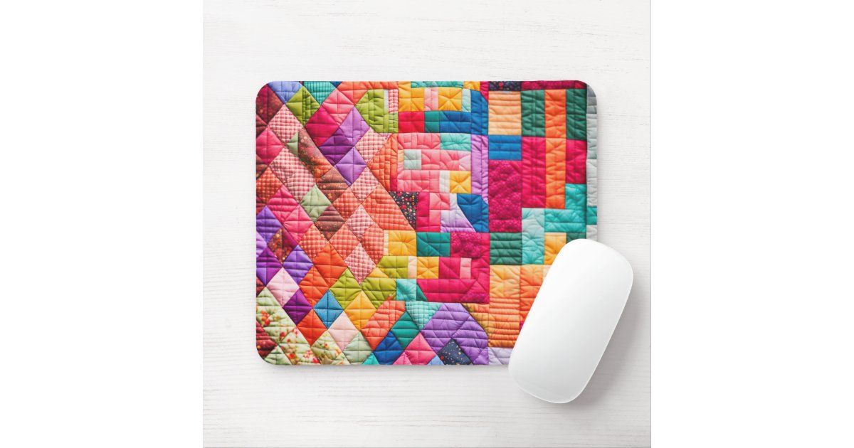 Colorful Patchwork Quilt Pattern Mouse Pad | Zazzle