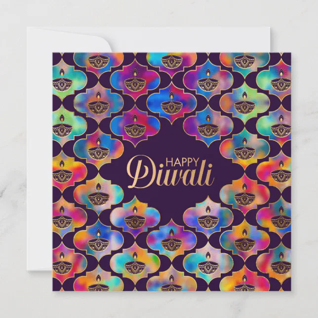 Colorful pattern Happy Diwali Card | Zazzle