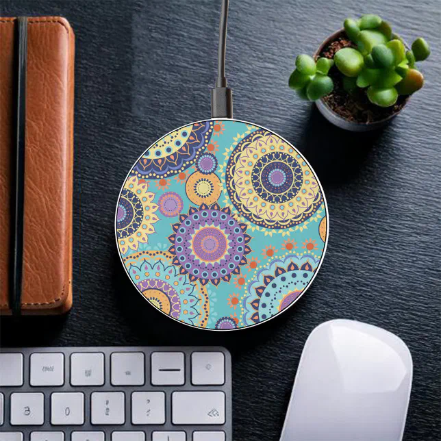 Colorful Pattern Modern Wireless Charger | Zazzle