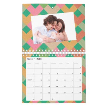 Colorful Pattern Personalized 18 Photo Template Calendar | Zazzle