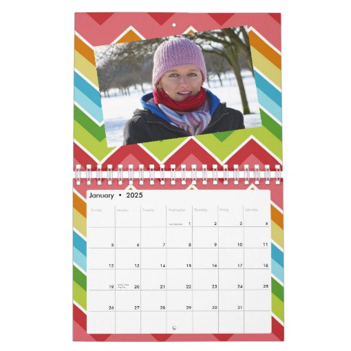 Colorful Pattern Personalized 18 Photo Template Calendar | Zazzle